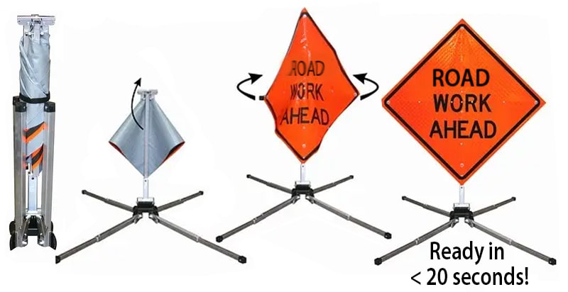 Fold & Roll® sign and stand | Miles Supply
